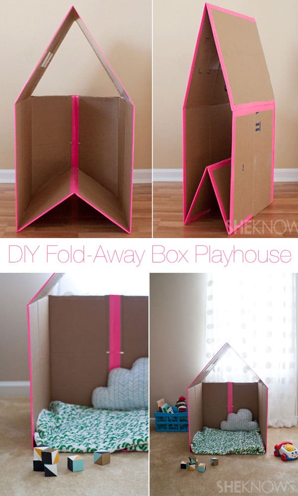 DIY Fold Away Cardboard Box Playhouse